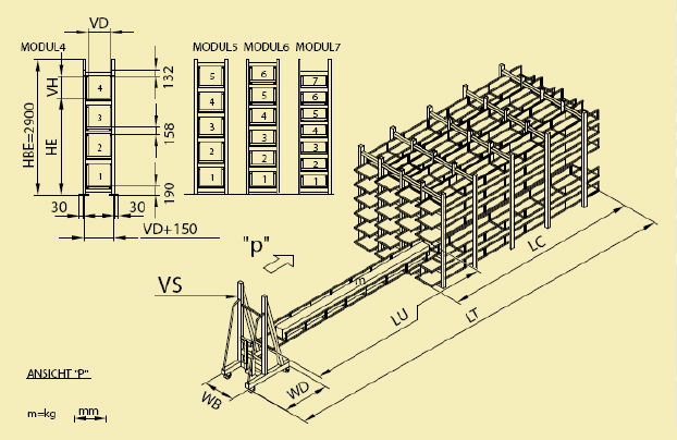 Roll Out Cassette Rack Honeycomb Rack Long Products Racking Cantilever ...