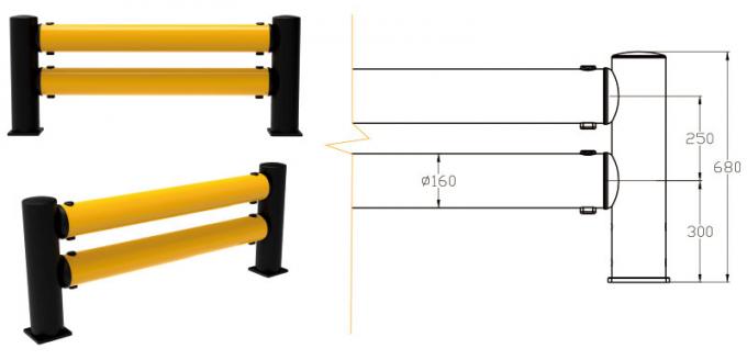 Double Rail Fence Warehouse Safety Barrier Traffic Guardrails