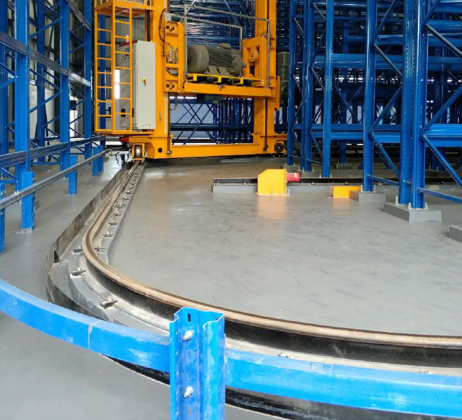 U-Turn Stacker Crane Curve Rail Type S/R Machine ASRS Automatic Storage ...
