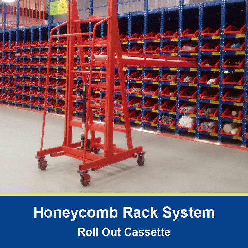 Roll Out Cassette Honeycomb Long Products Rack System, www.heavyracking.com