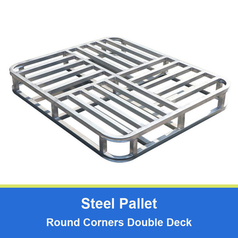 Round Corners Double Deck Steel Pallets For Warehouse Storage Logistic ...