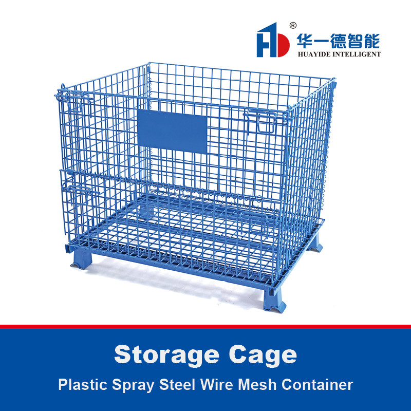 Plastic Spray Steel Wire Mesh Container Foldable Storage Cage Wire ...