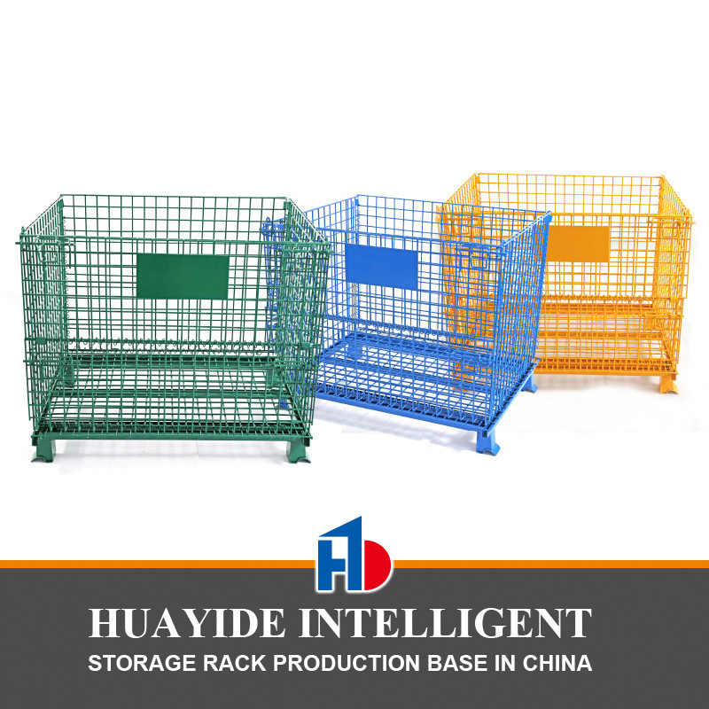 A51: Plastic Spray Wire Mesh Container Foldable Storage Cage Wire Container